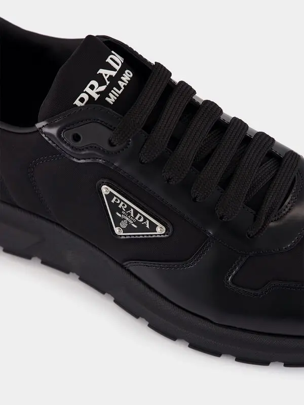 Prada Prax 01 Re-nylon And Brushed Leather Sneakers - Black