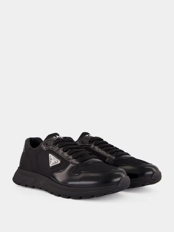 Prada Prax 01 Re-nylon And Brushed Leather Sneakers - Black