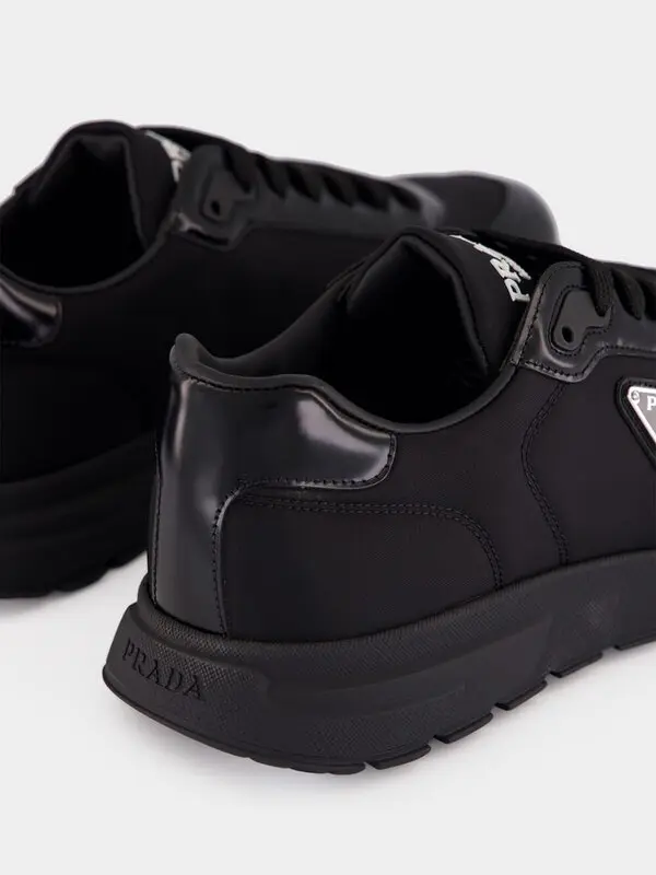 Prada Prax 01 Re-nylon And Brushed Leather Sneakers - Black