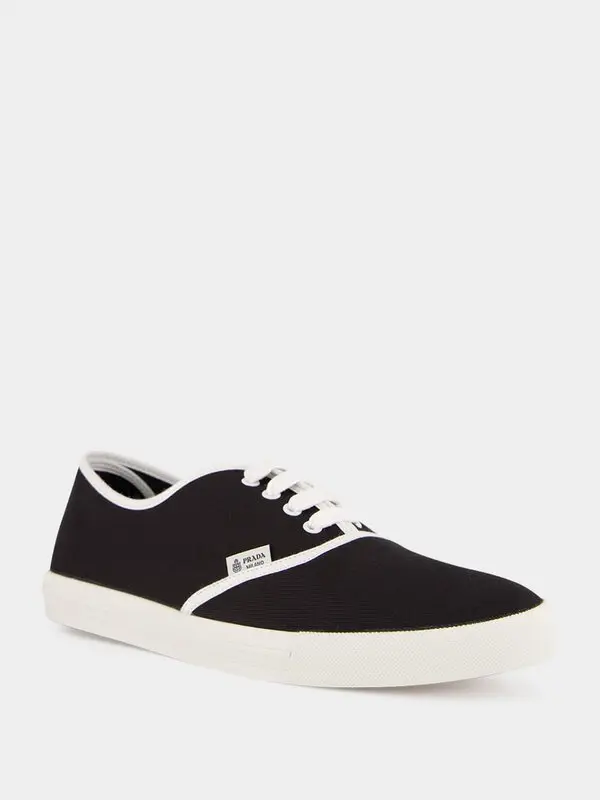 Prada Drill Fabric Low-top Sneakers - Black