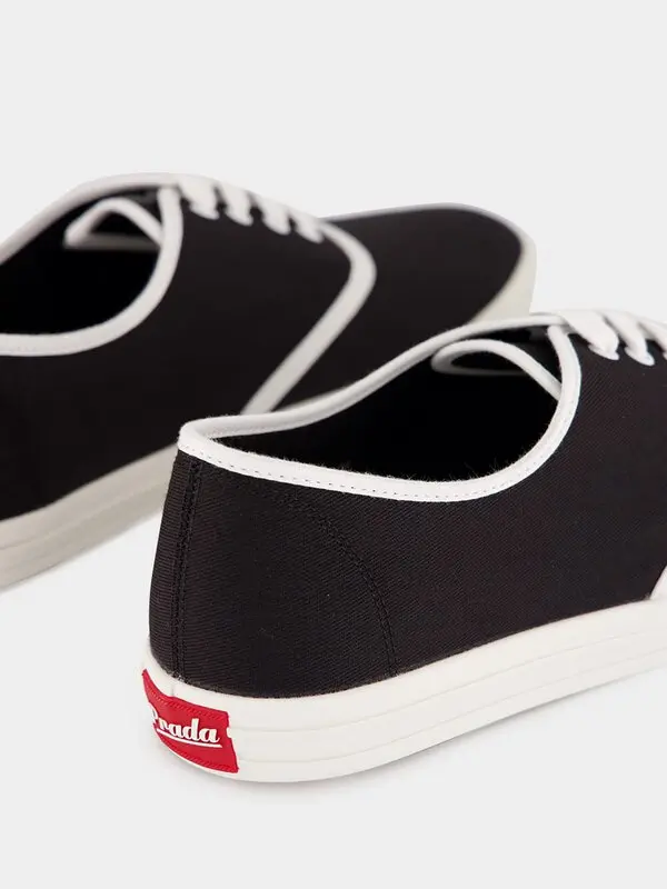 Prada Drill Fabric Low-top Sneakers - Black