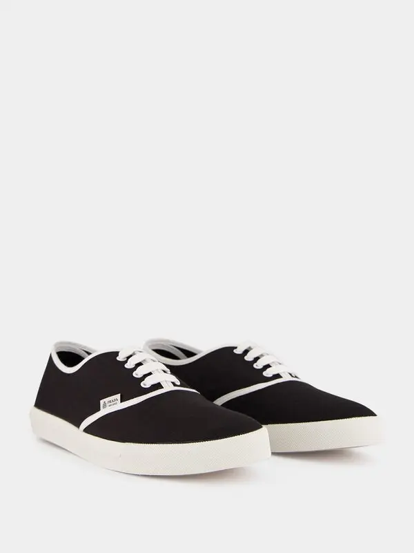 Prada Drill Fabric Low-top Sneakers - Black