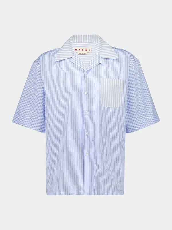Marni Opal Striped Poplin Bowling Shirt - Blue