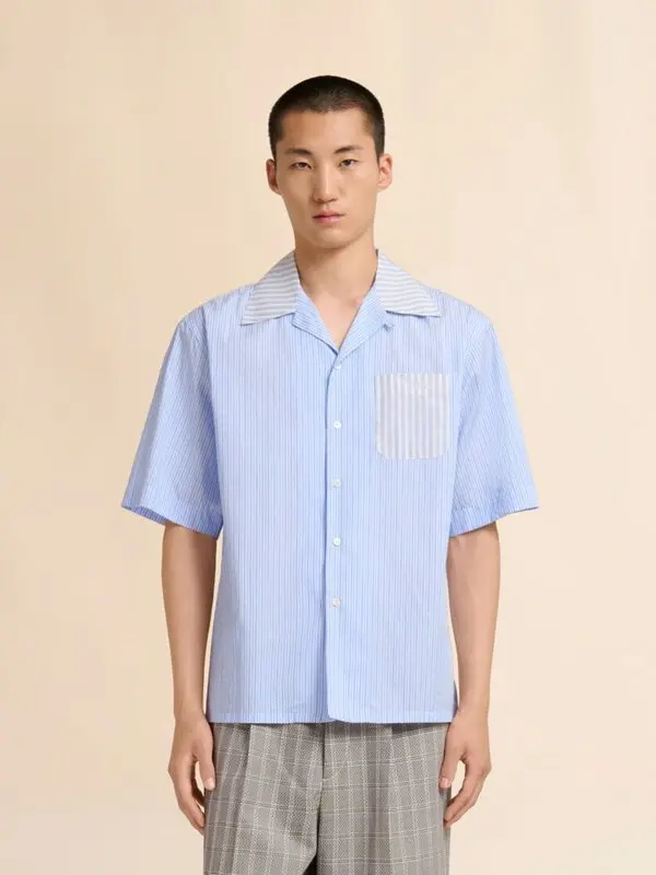Marni Opal Striped Poplin Bowling Shirt - Blue