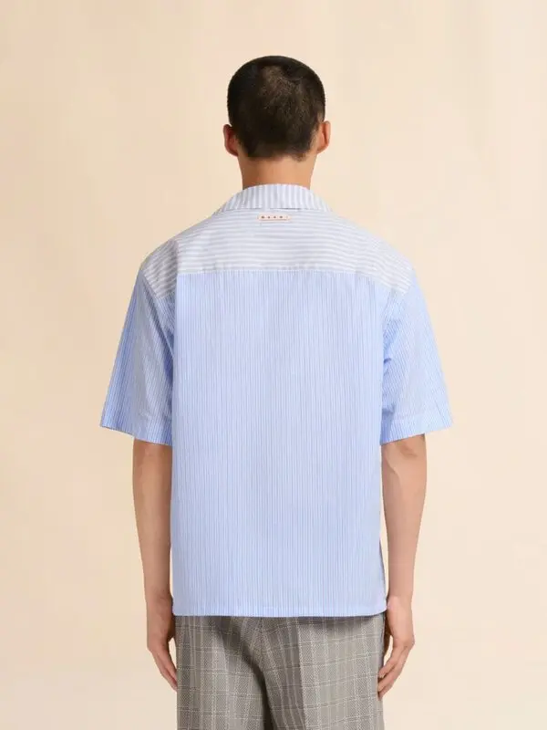 Marni Opal Striped Poplin Bowling Shirt - Blue