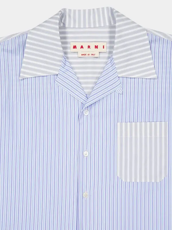 Marni Opal Striped Poplin Bowling Shirt - Blue