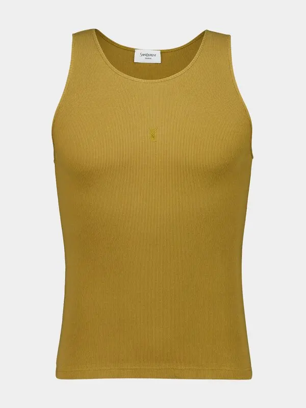 Saint Laurent Ribbed Tank Top With Cassandre Embroidery - Orange