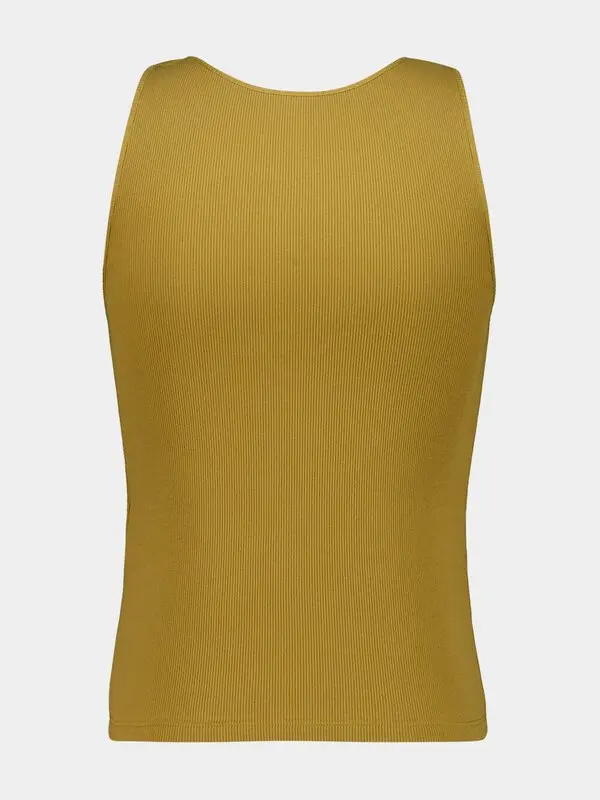 Saint Laurent Ribbed Tank Top With Cassandre Embroidery - Orange