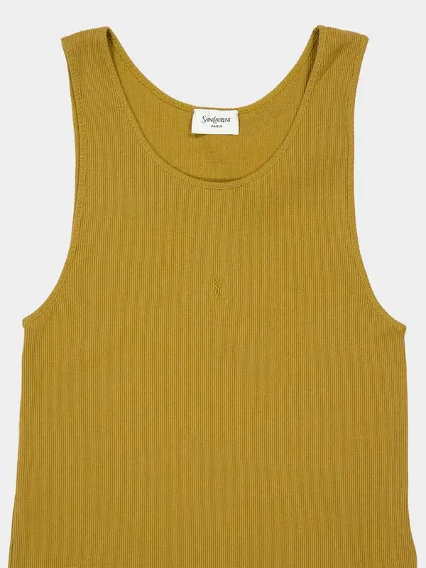 Saint Laurent Ribbed Tank Top With Cassandre Embroidery - Orange