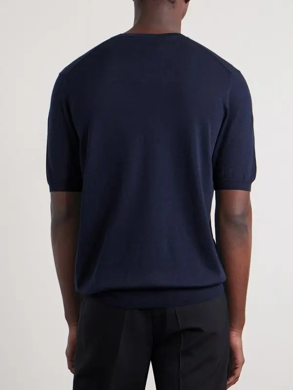 SLOWEAR Cotton And Silk-blend T-shirt - Blue