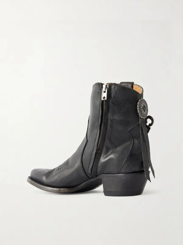 Comme Des Garçons X Mexicana Embellished Leather Ankle Boots - Black
