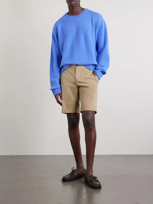 SLOWEAR Slim-fit Cotton-blend Gabardine Chino Shorts - Neutrals