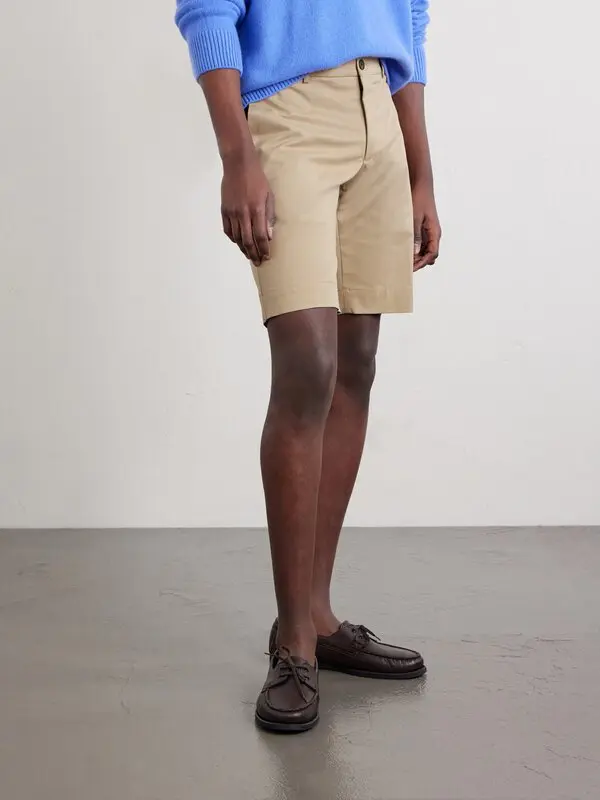 SLOWEAR Slim-fit Cotton-blend Gabardine Chino Shorts - Neutrals