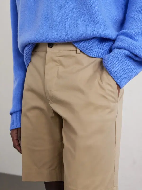 SLOWEAR Slim-fit Cotton-blend Gabardine Chino Shorts - Neutrals