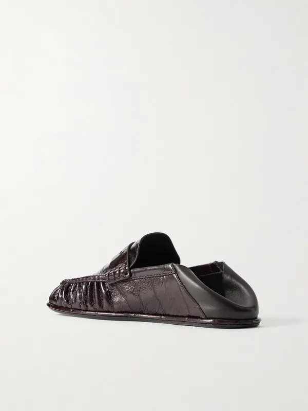 Saint Laurent Le Loafer Monogram Logo-appliquéd Eel Penny Loafers - Brown