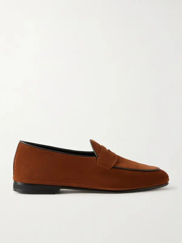 Rubinacci Suede Penny Loafers - Brown