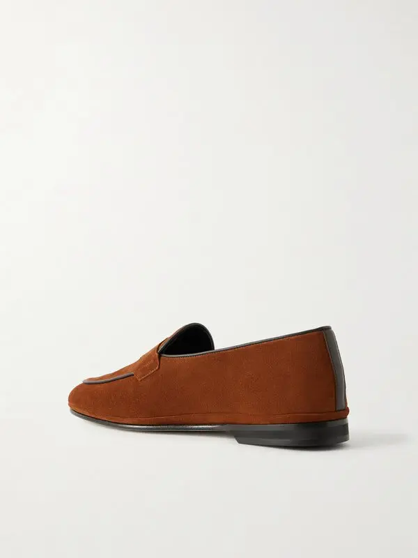 Rubinacci Suede Penny Loafers - Brown