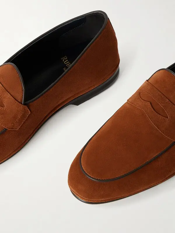Rubinacci Suede Penny Loafers - Brown