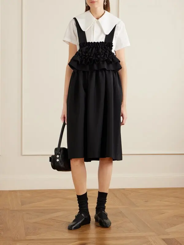 Comme Des Garçons Ruffled Stretch-georgette Midi Dress