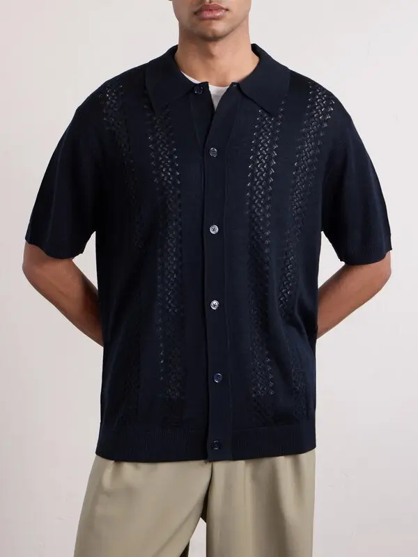 Nn07 Thor 6584 Open-knit Wool-blend Cardigan - Black