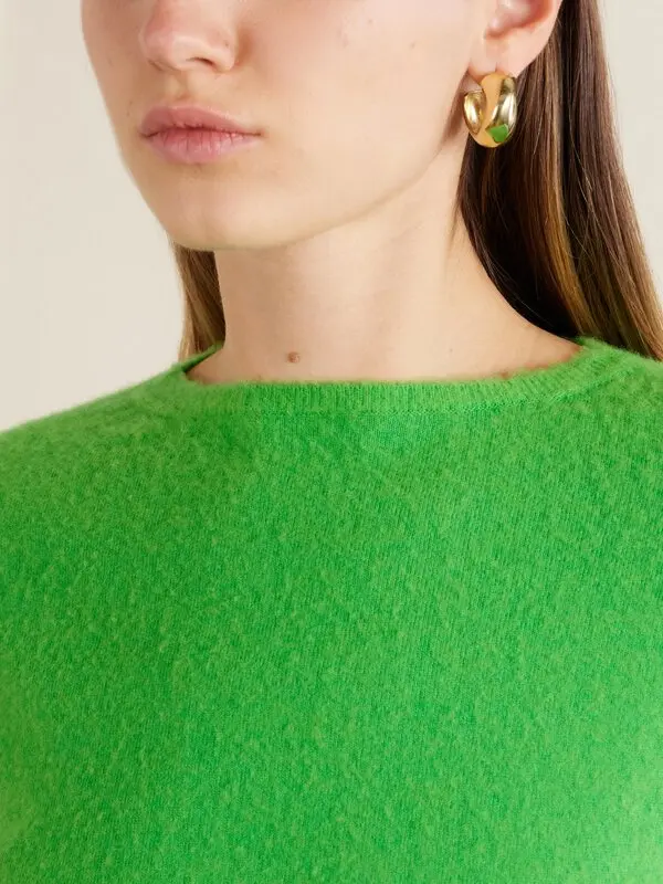 Auralee Brushed Cashmere And Cotton-blend Sweater - Green