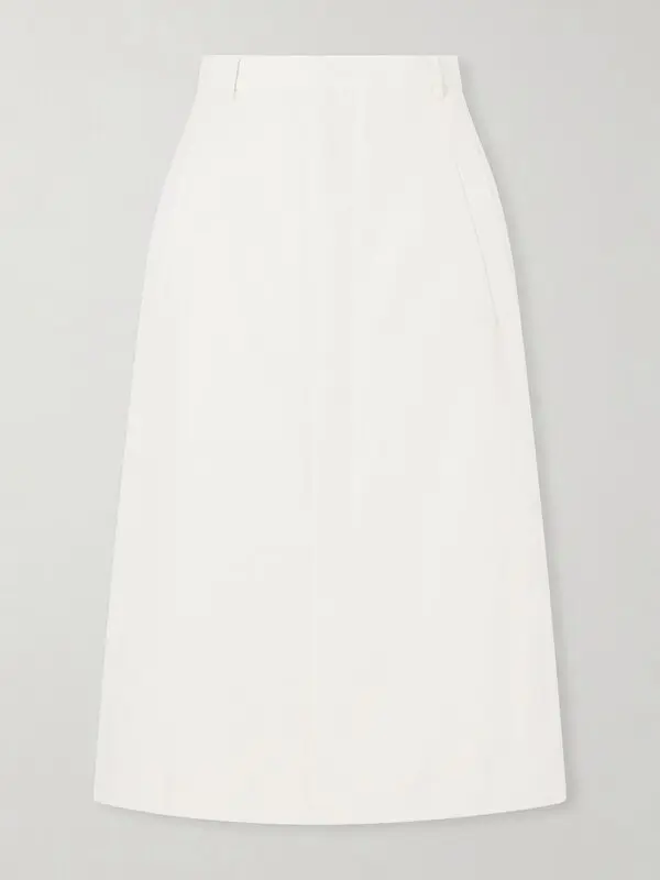Auralee Wool, Cotton, And Linen-blend Midi Skirt