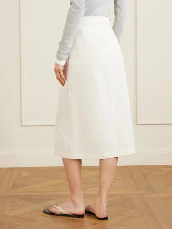 Auralee Wool, Cotton, And Linen-blend Midi Skirt