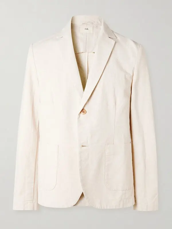 DE PETRILLO Linen And Cotton-blend Blazer - Neutrals