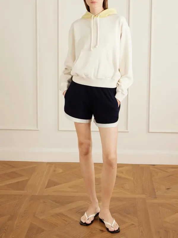 Auralee Two-tone Cotton-jersey Hoodie - Neutrals