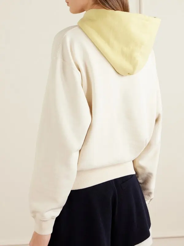 Auralee Two-tone Cotton-jersey Hoodie - Neutrals