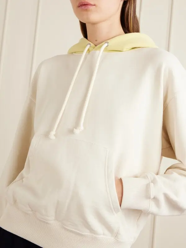 Auralee Two-tone Cotton-jersey Hoodie - Neutrals