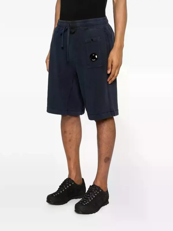 C.P. COMPANY Fleece Drawstring Waist Shorts - Blue