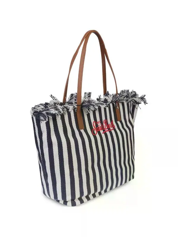 MC2 SAINT BARTH Striped Fringe Shoulder Bag - Blue