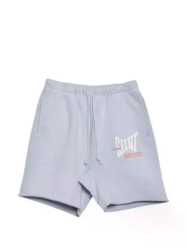 SAINT MXXXXXX Logo Detail Raw-hem Shorts