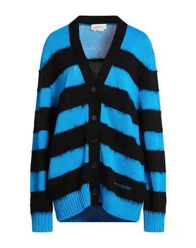 Alexander McQueen Cardigan In Cotton, Mohair Wool, Polyamide, Viscose, And Polyester - Blue