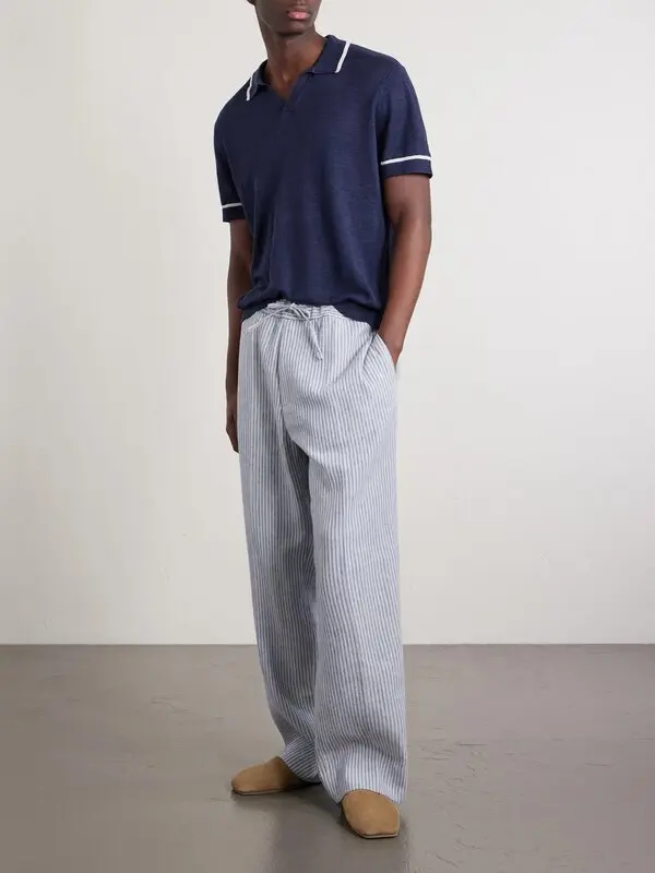 Officine Générale Nilson Straight-leg Striped Trousers