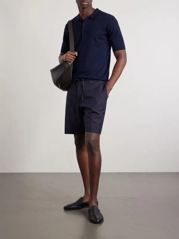 Officine Générale Phil Straight-leg Lyocell-blend Shorts - Blue