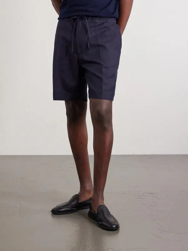 Officine Générale Phil Straight-leg Lyocell-blend Shorts - Blue