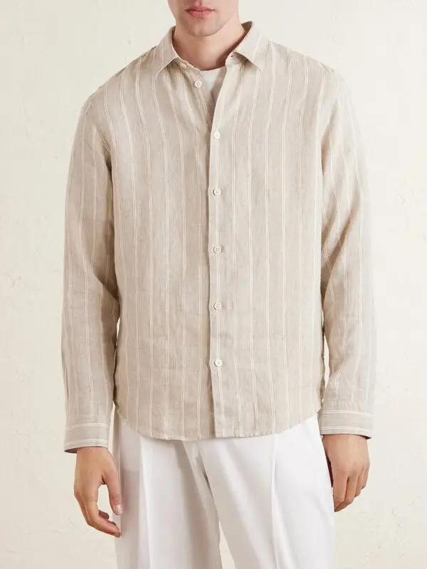 Nn07 Enzo 5728 Striped Linen Shirt - Neutrals