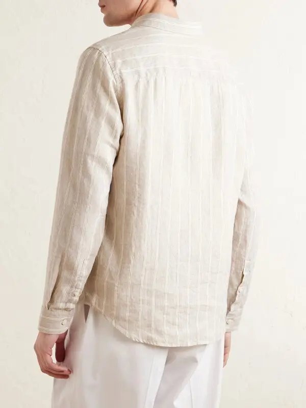 Nn07 Enzo 5728 Striped Linen Shirt - Neutrals