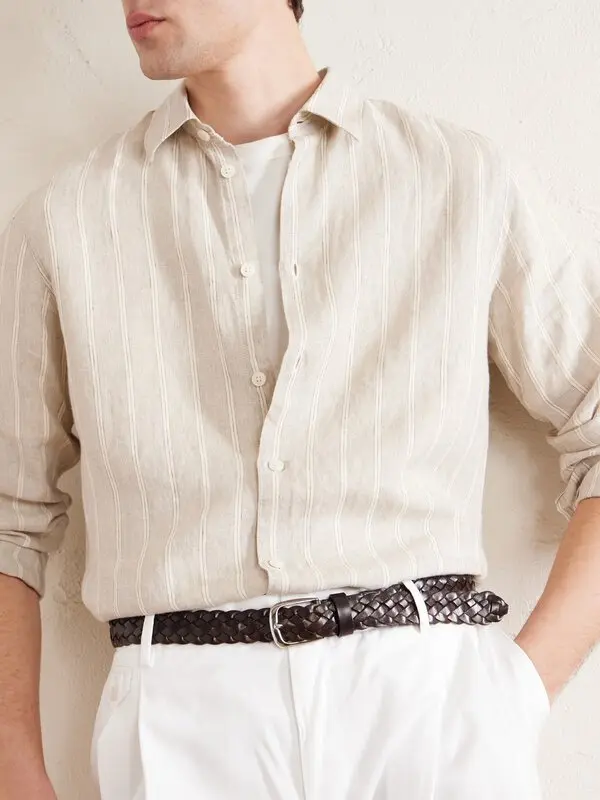 Nn07 Enzo 5728 Striped Linen Shirt - Neutrals