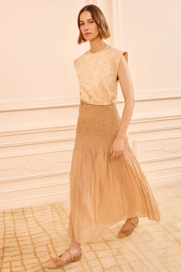 Ulla Johnson Antonia Smocked Midi Skirt