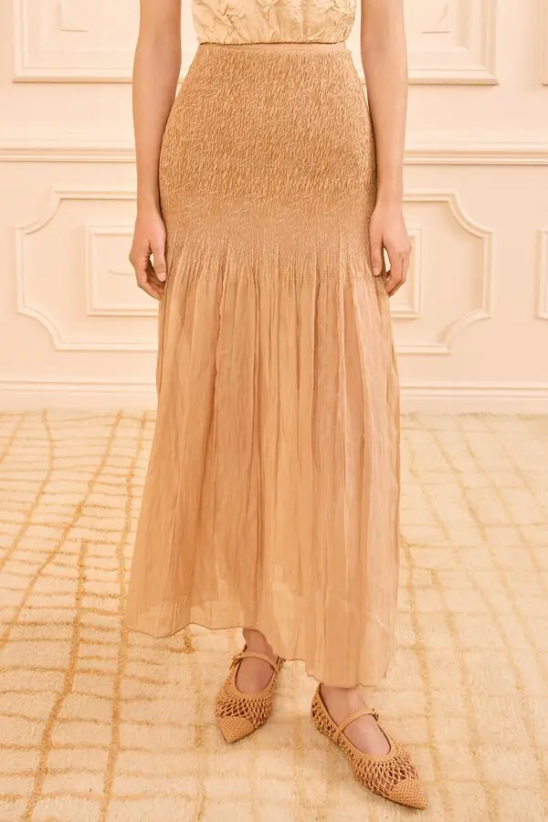 Ulla Johnson Antonia Smocked Midi Skirt