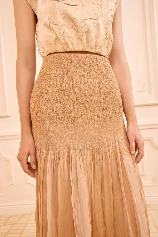 Ulla Johnson Antonia Smocked Midi Skirt