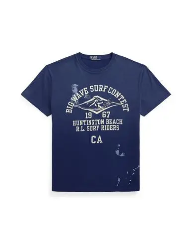 Polo Ralph Lauren Classic Fit Jersey Graphic T-shirt T-shirt Size Cotton - Navy