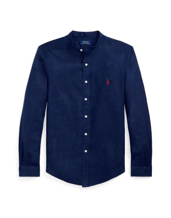 Polo Ralph Lauren Slim Fit Linen Shirt Shirt Size Linen - Navy