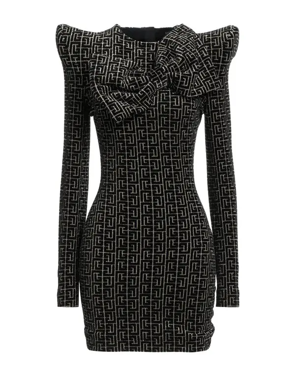 Balmain Mini Dress In Cotton And Metallic Polyester