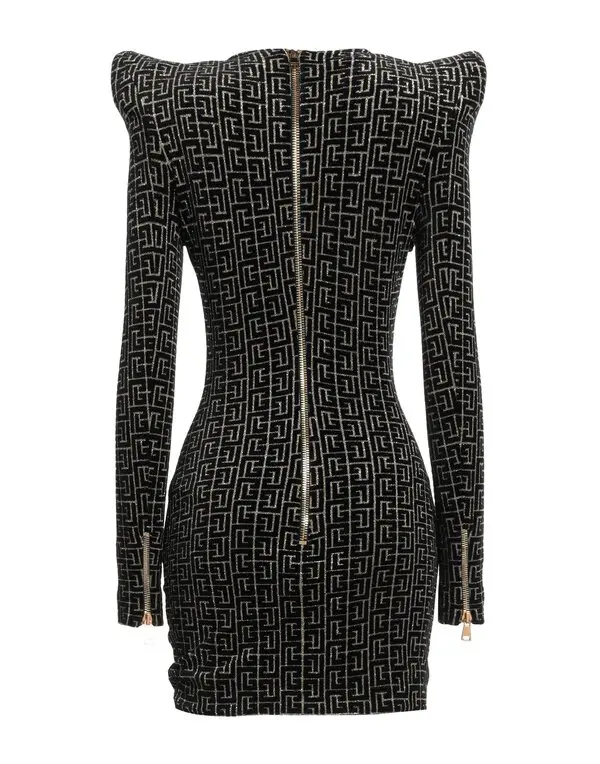 Balmain Mini Dress In Cotton And Metallic Polyester
