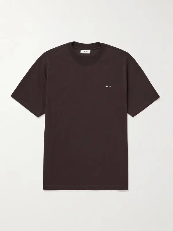 Nn07 Adam 3209 Logo-embroidered Pima Cotton-jersey T-shirt - Brown