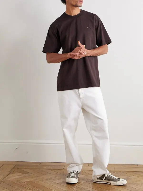 Nn07 Adam 3209 Logo-embroidered Pima Cotton-jersey T-shirt - Brown
